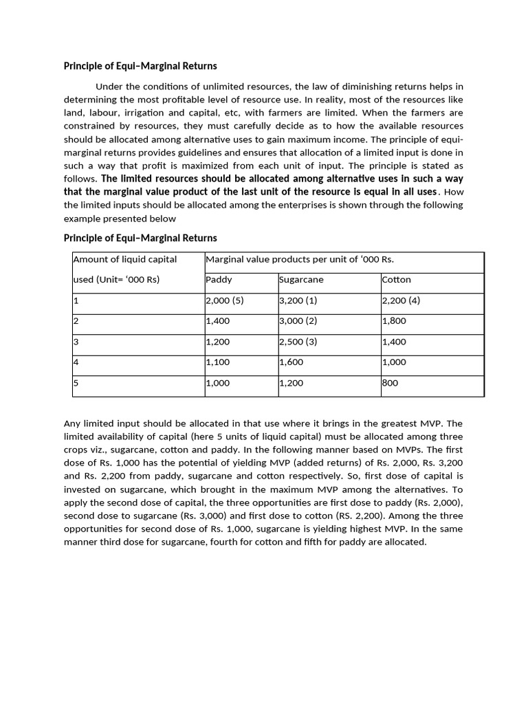 Law of Equi-Marginal, Opportunity Cost and Comparative Advantage | PDF ...