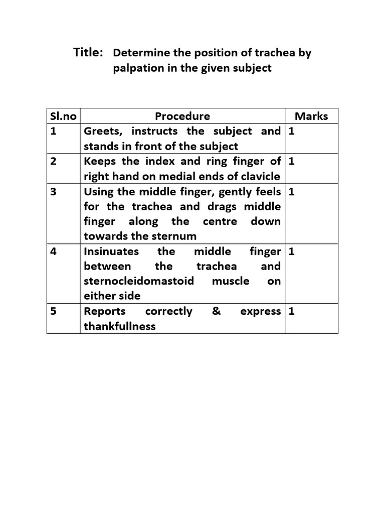 Trachea Position Assessment by Palpation | PDF