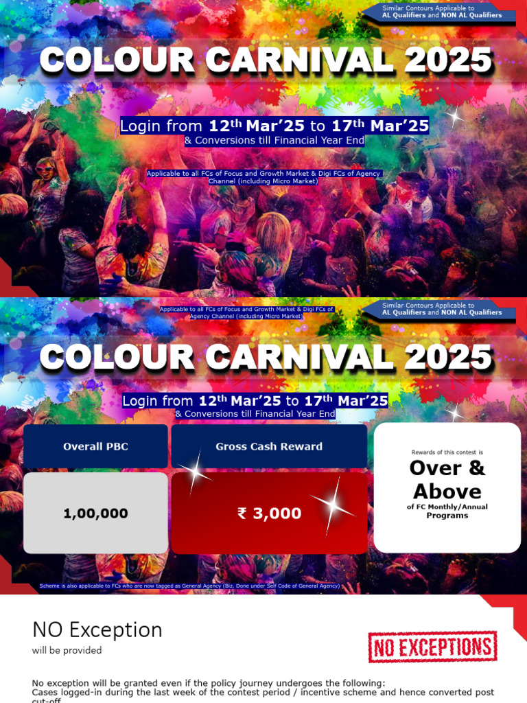 Colour Carnival 2025 Contest For FCs of Agency Channel | PDF | Taxes ...