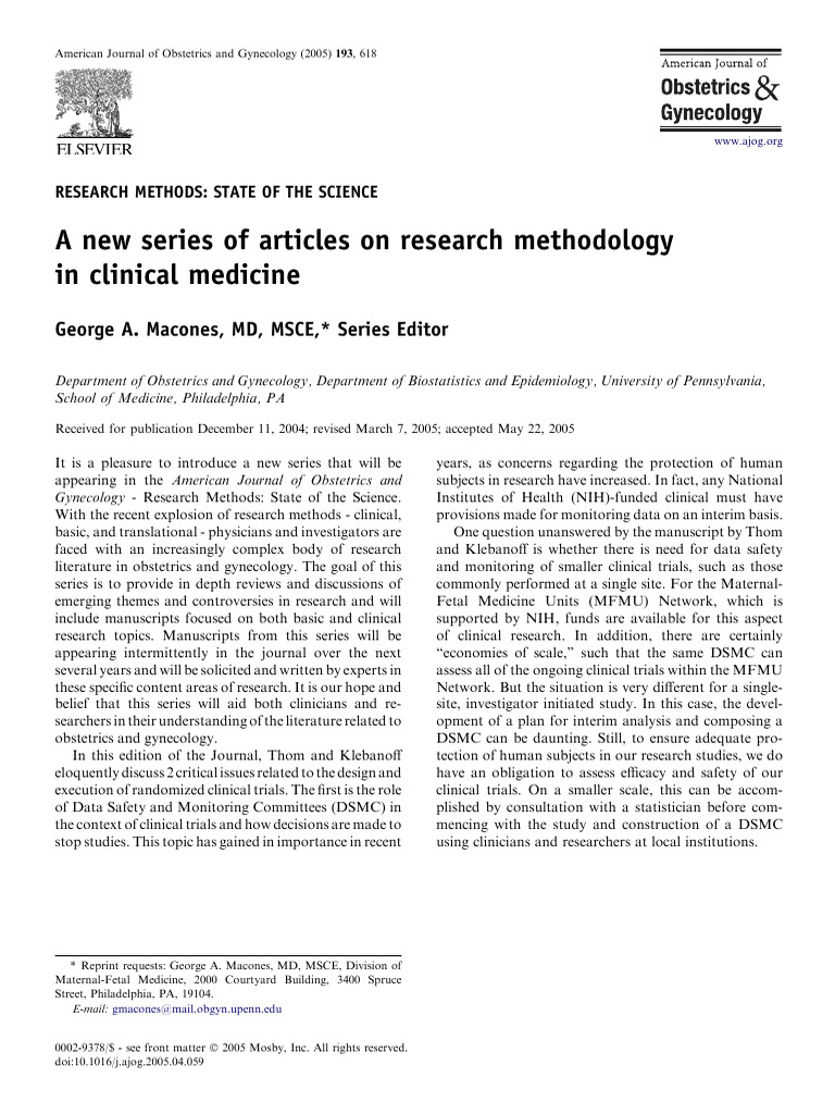 A New Series of Articles On Research Methodology I | PDF | Clinical ...