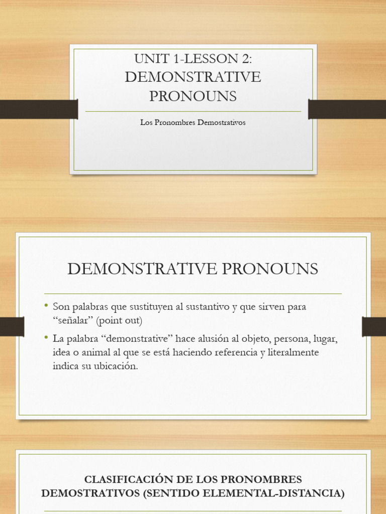 U1-L2 Demonstrative Pronouns | PDF