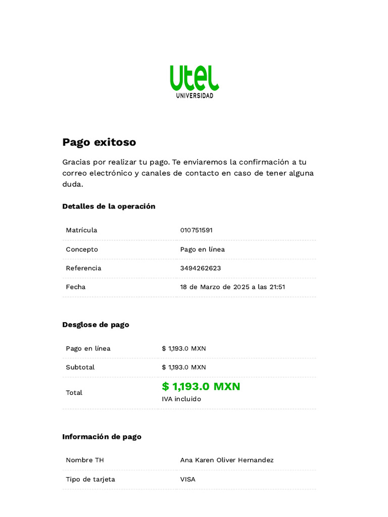 Confirmación de Pago en Línea 2025 | PDF