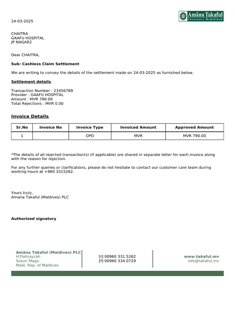 Cashless Claim Settlement Details | PDF