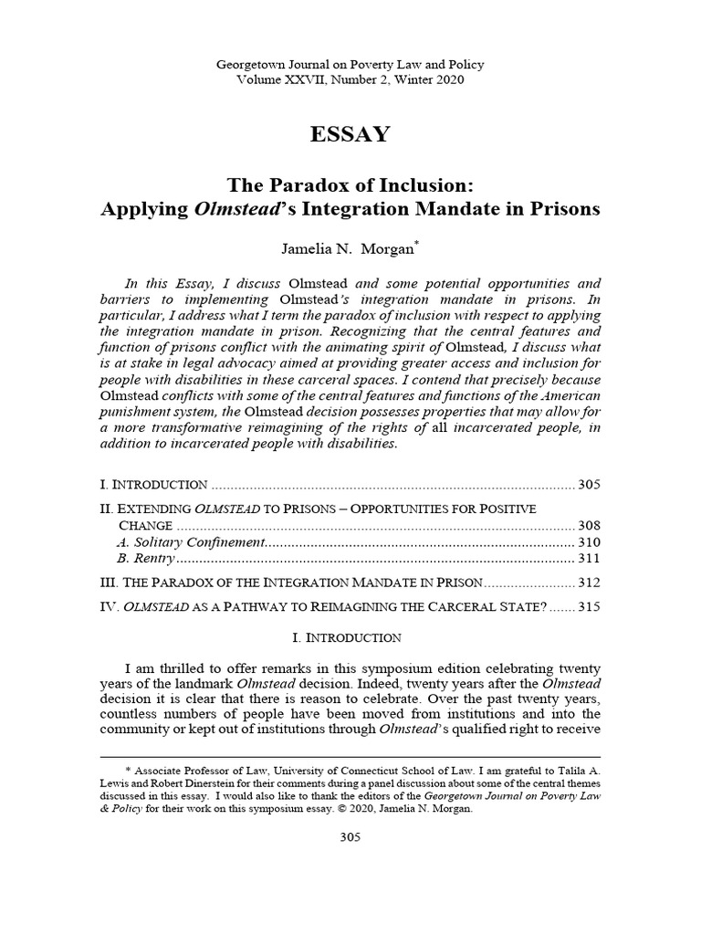 Olmstead's Integration Mandate in Prisons | PDF | Solitary Confinement ...