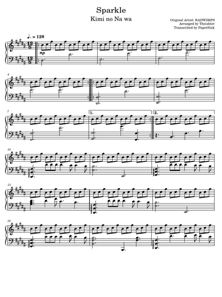 Kimi no Na wa: Sparkle Arrangement | PDF
