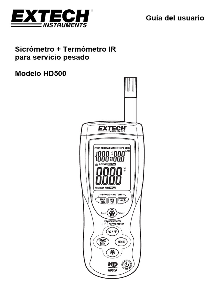 Manual Higrómetro Infrarrojo EXTECH | PDF | Temperatura | Sensor