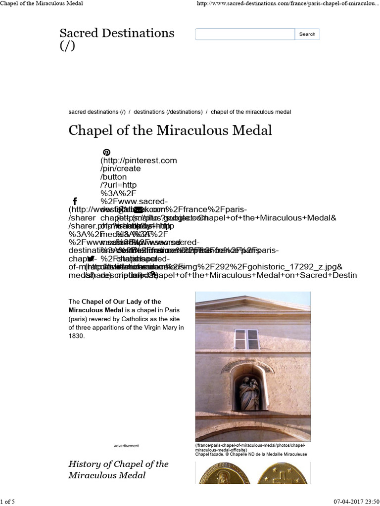 Chapel of The Miraculous Medal | PDF | Catholic Church | Catholic Spirituality