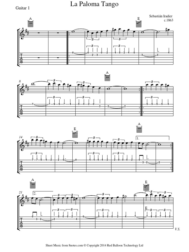 La Paloma Tango (Guitar 1) | PDF