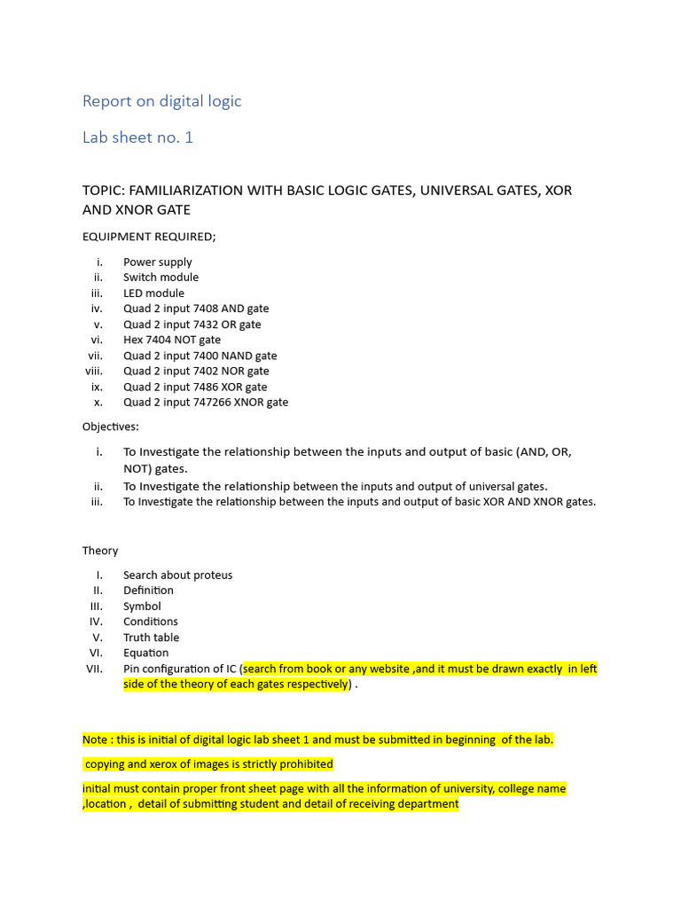 Report Initial It On Digital Logic | PDF