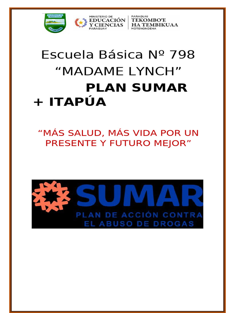 Poyecto y Presentación Del PLAN SUMAR ESC 798 MD. L | PDF