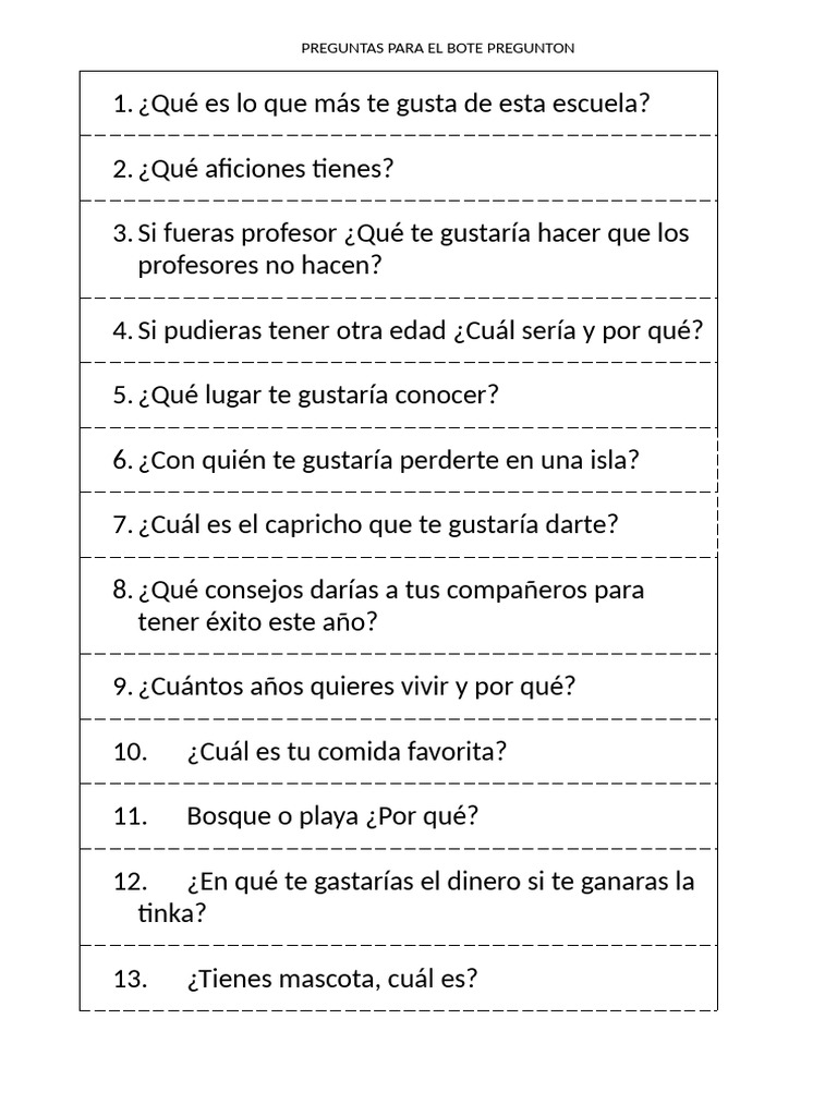 Preguntas para el Bote Preguntón | PDF