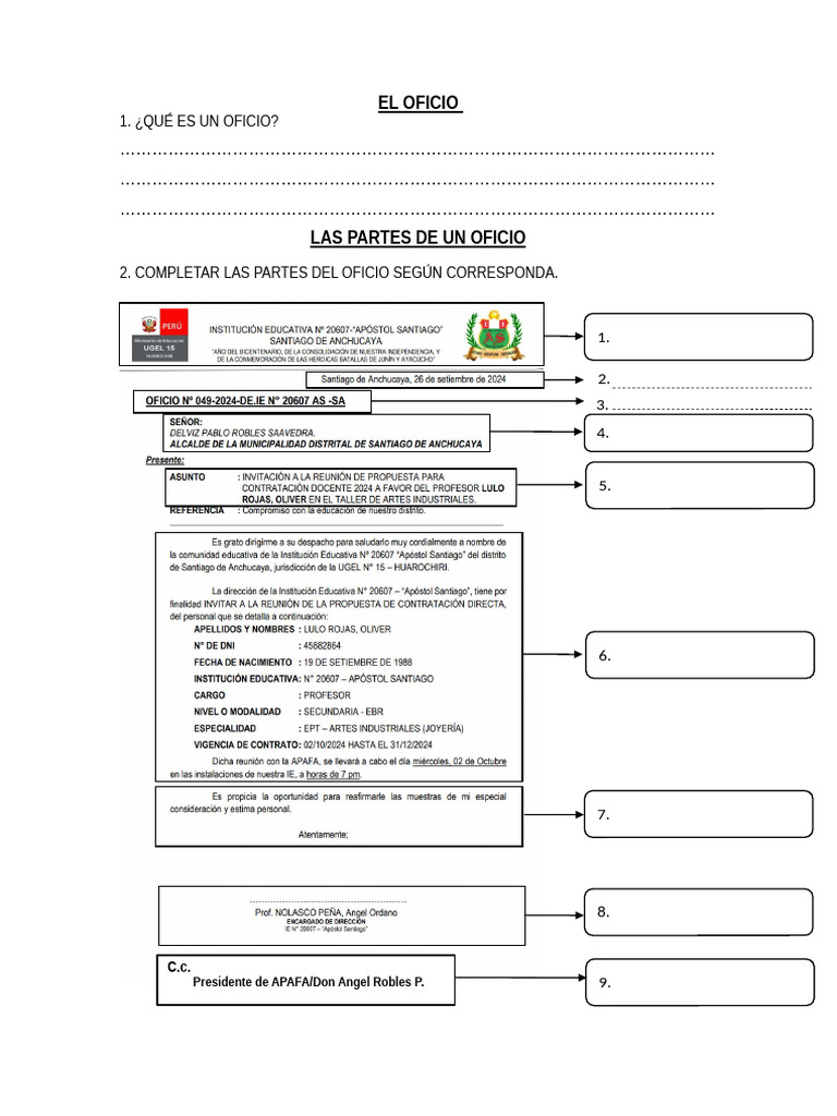 El Oficio y Sus Partes | PDF