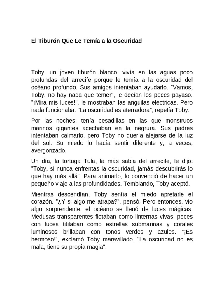 El Tiburón Que Le Temía A La Oscuridad | PDF