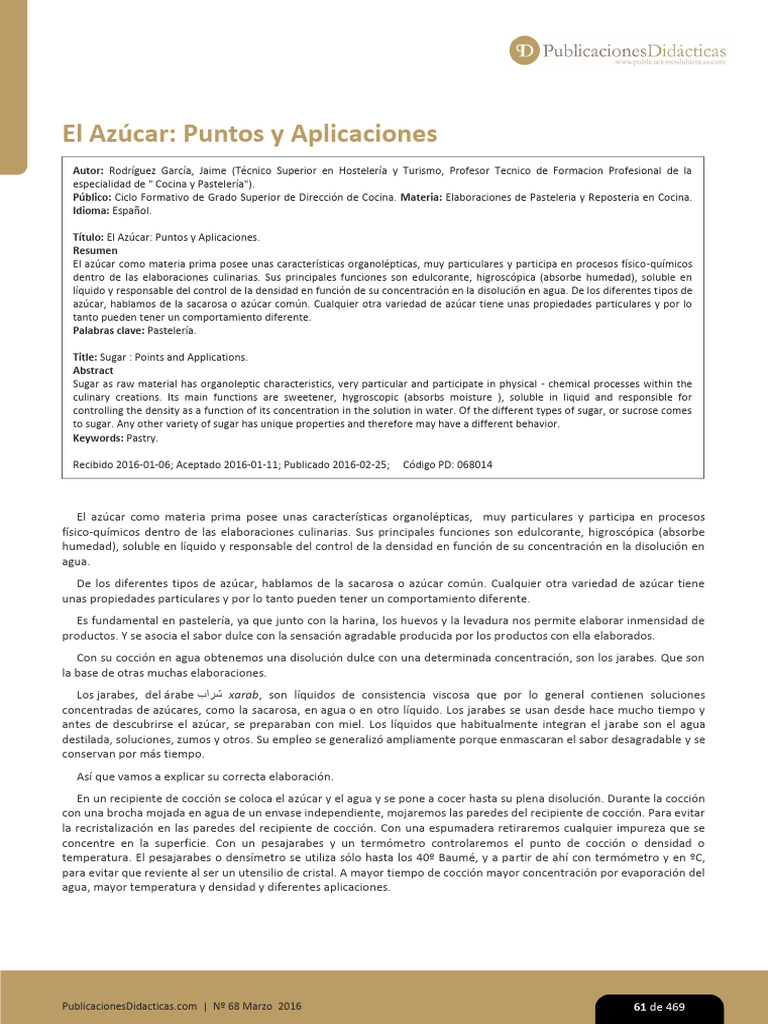 Puntos y Aplicaciones del Azúcar | PDF | Cocinando | Caramelo