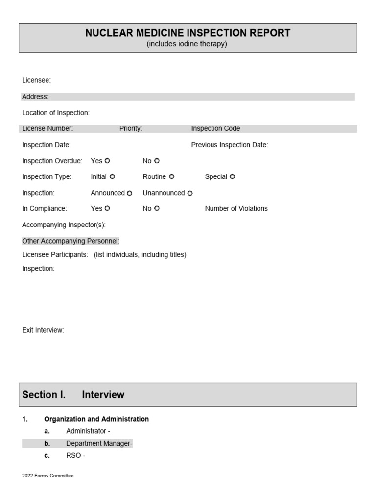 Nuclear Medicine Inspection Report 2022 | PDF | License | Ionizing ...