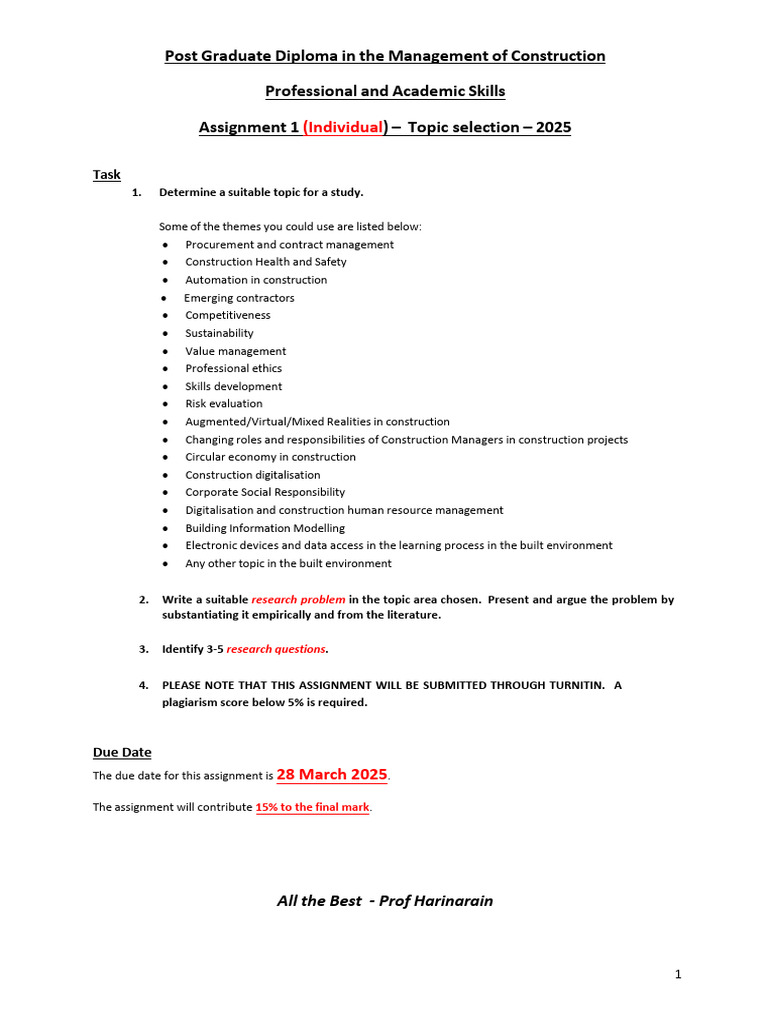 Question Assignment 1 (Individual) - 2025 | PDF