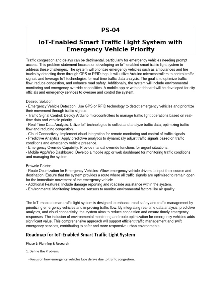 Technothon IoT-Enabled Smart Traffic Light System | PDF | Internet Of Things | Traffic