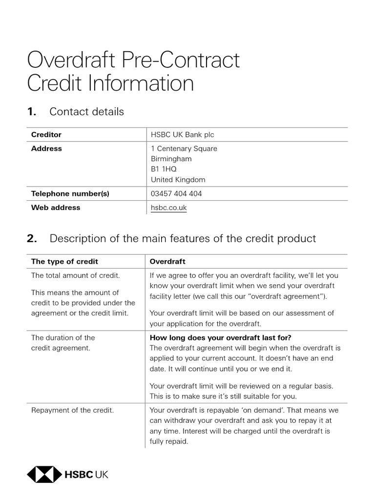 Pre Contract Credit Information | PDF | Overdraft | Interest