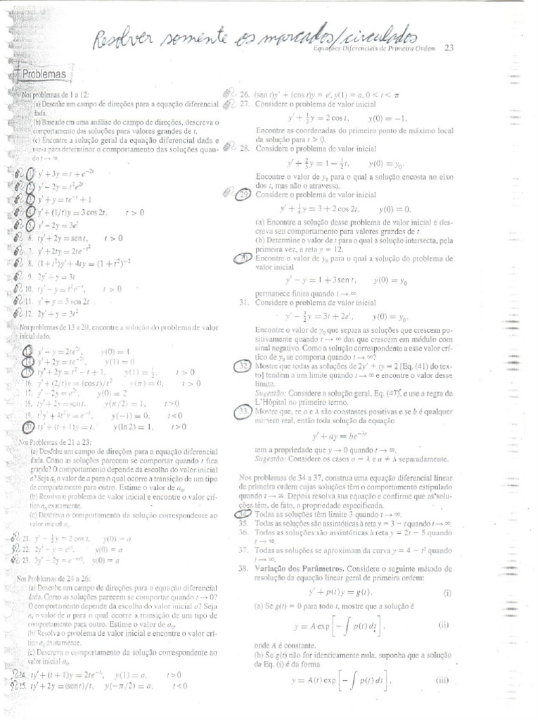 Primeira_lista_de_exercicios-EDO_I_-_Prof._Jacson | PDF