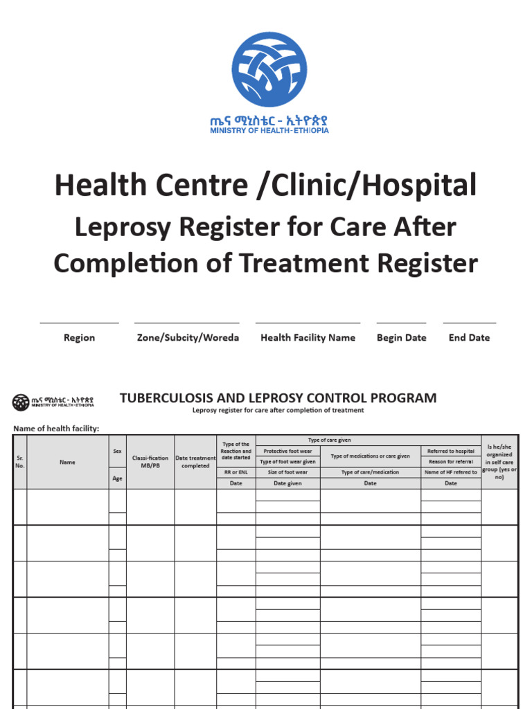 Leprosy Follow Up Register - A4 | PDF
