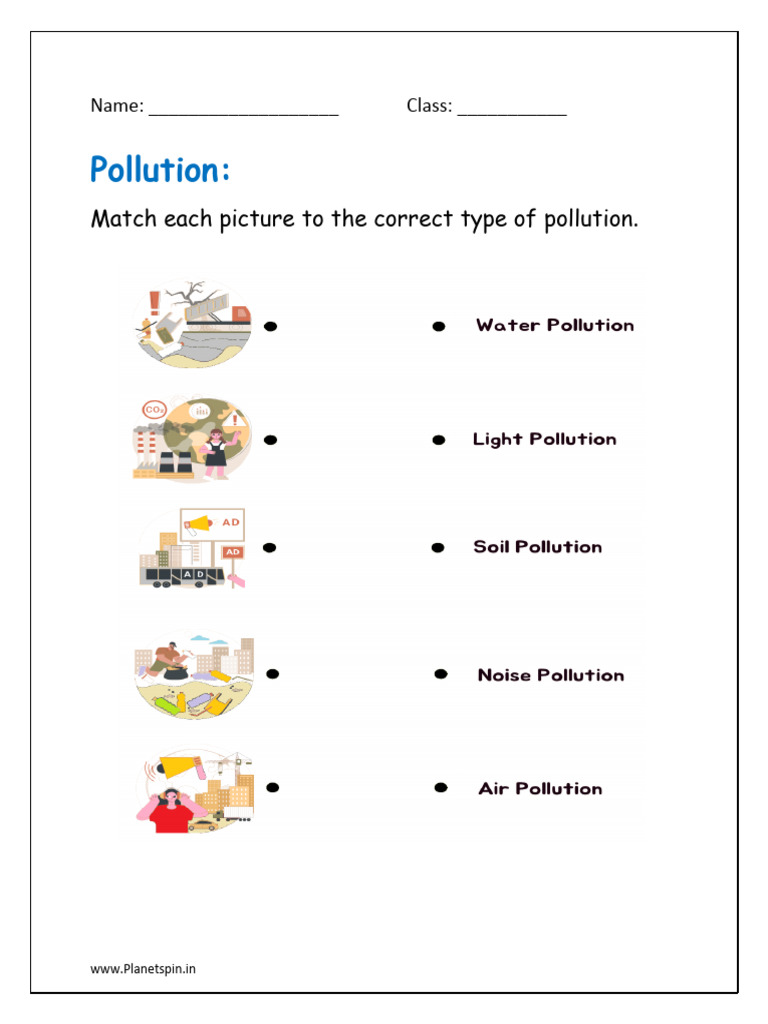 Types of Pollution Worksheet | PDF