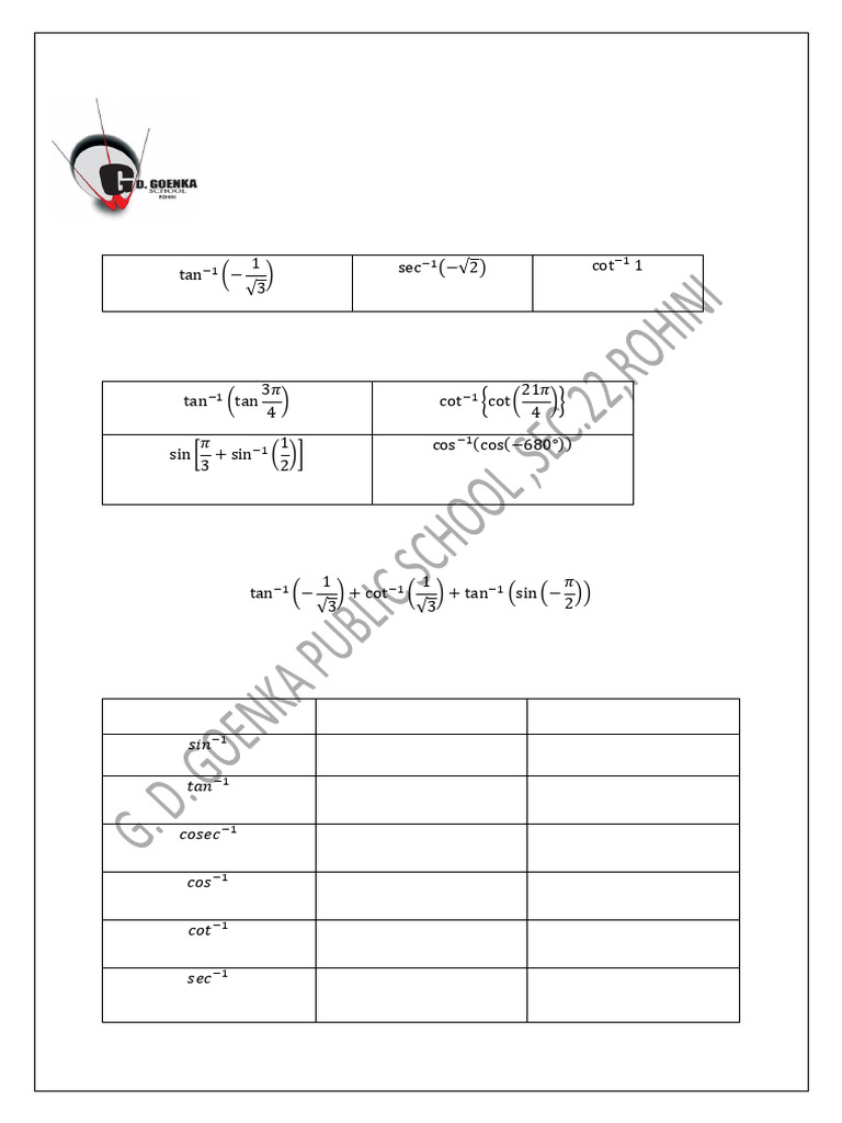 Assignment - Inverse Trigonometry | PDF