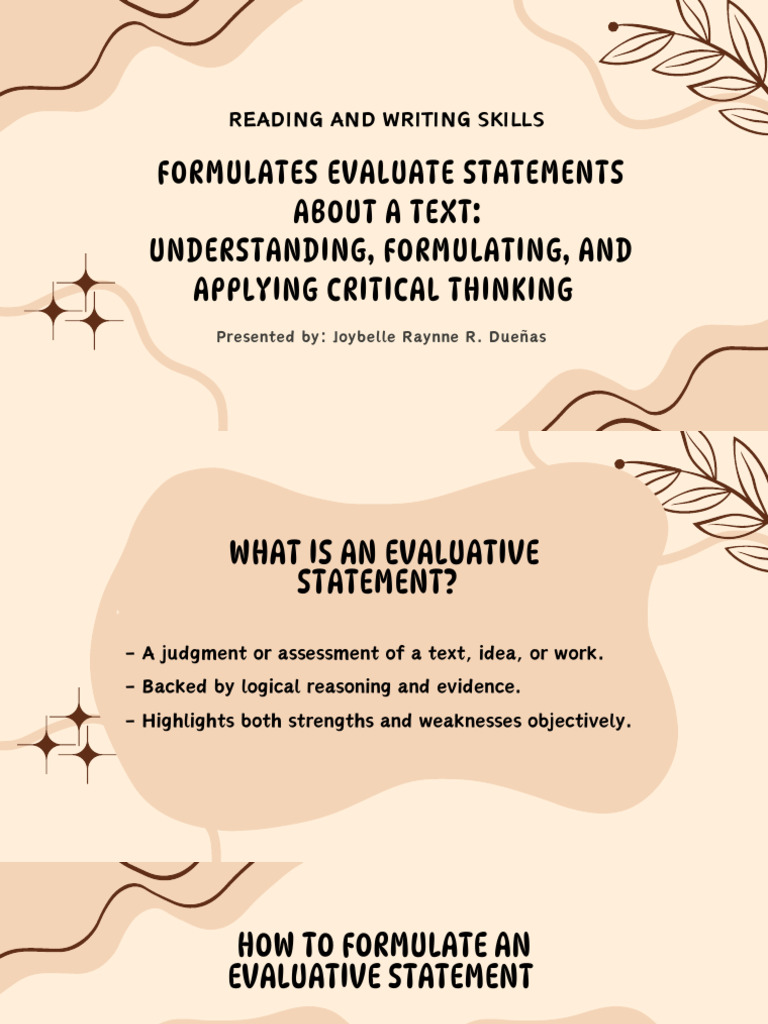 Evaluative Statements and Assertions Understanding Formulating and Applyi 20250226 094835 0000 | PDF