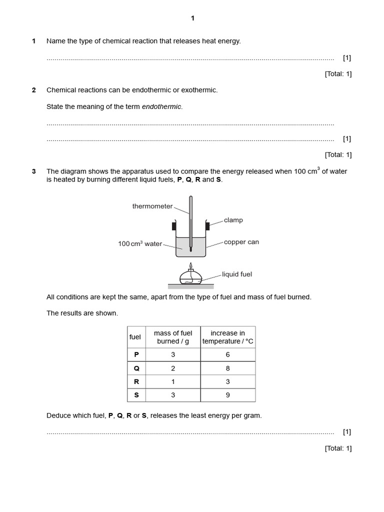 Types of Chemical Reactions and Energy Changes | PDF | Chemical ...