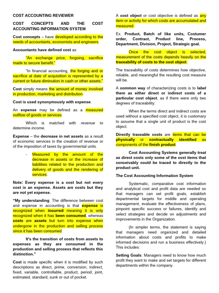 Cost Accounting Concepts and Systems | PDF | Expense | Cost
