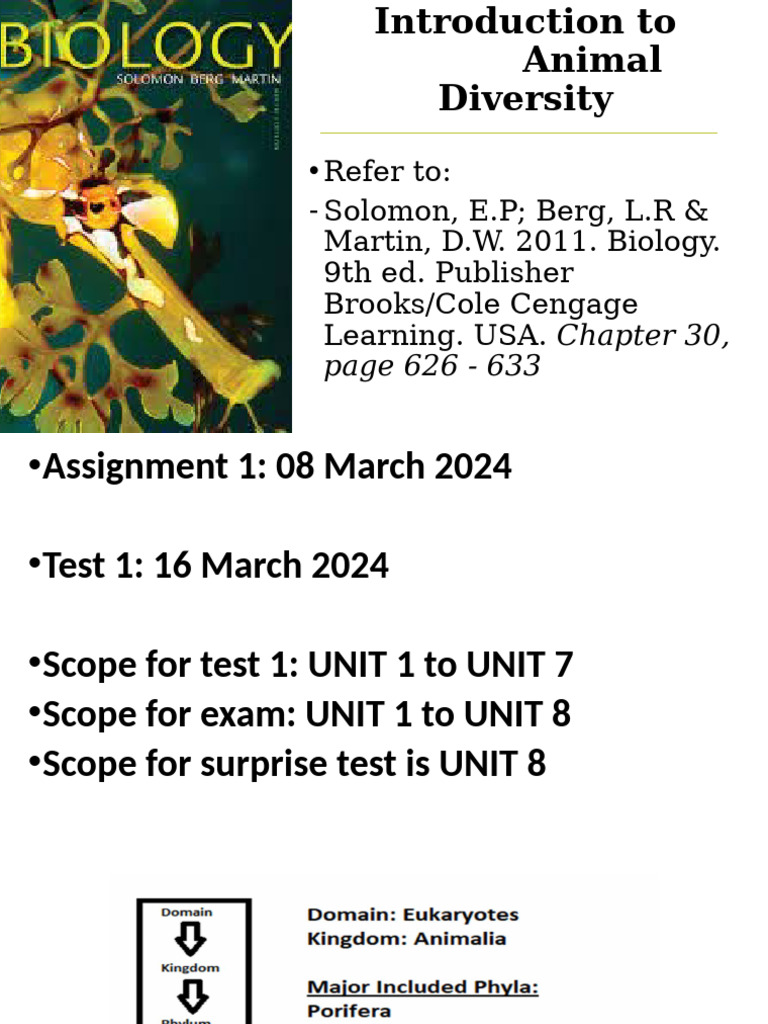 Unit 7 Introduction To Animal Diversity | PDF | Biology