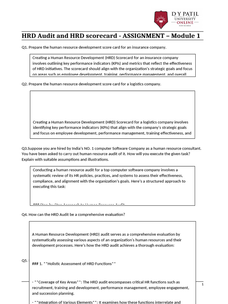 Concepts of HR - Module 1 - Assignment | PDF | Human Resources | Performance Indicator