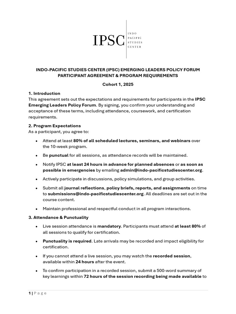 IPSC Particpation Agreement | PDF