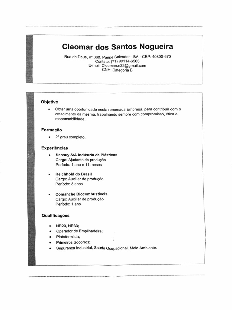 CV - Cleomar Dos Santos Nogueira | PDF