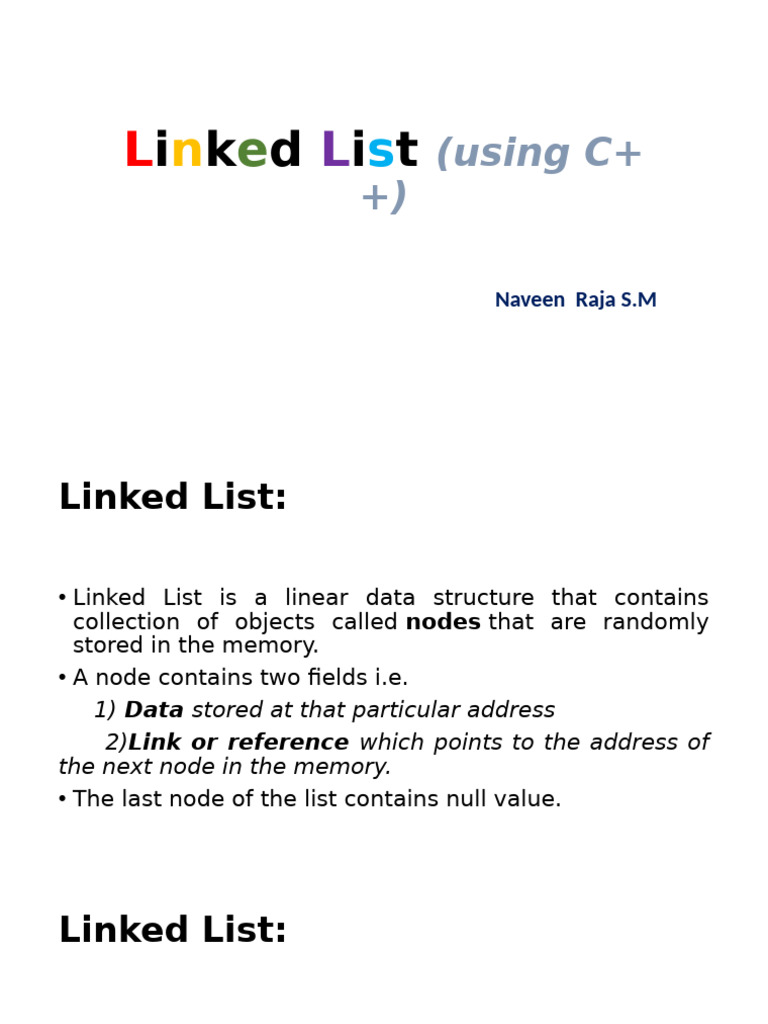 3.1 Linked List Basics & Single Linked List | PDF | Information Technology Management ...