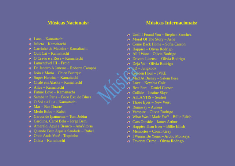 Lista (Colunas, Cor e Borda) | PDF