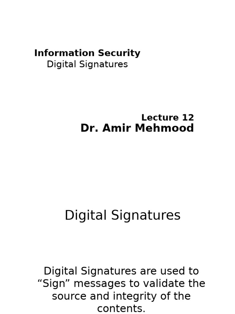 INS - Lecture12 - Digital Signature | PDF | Public Key Cryptography | Encryption