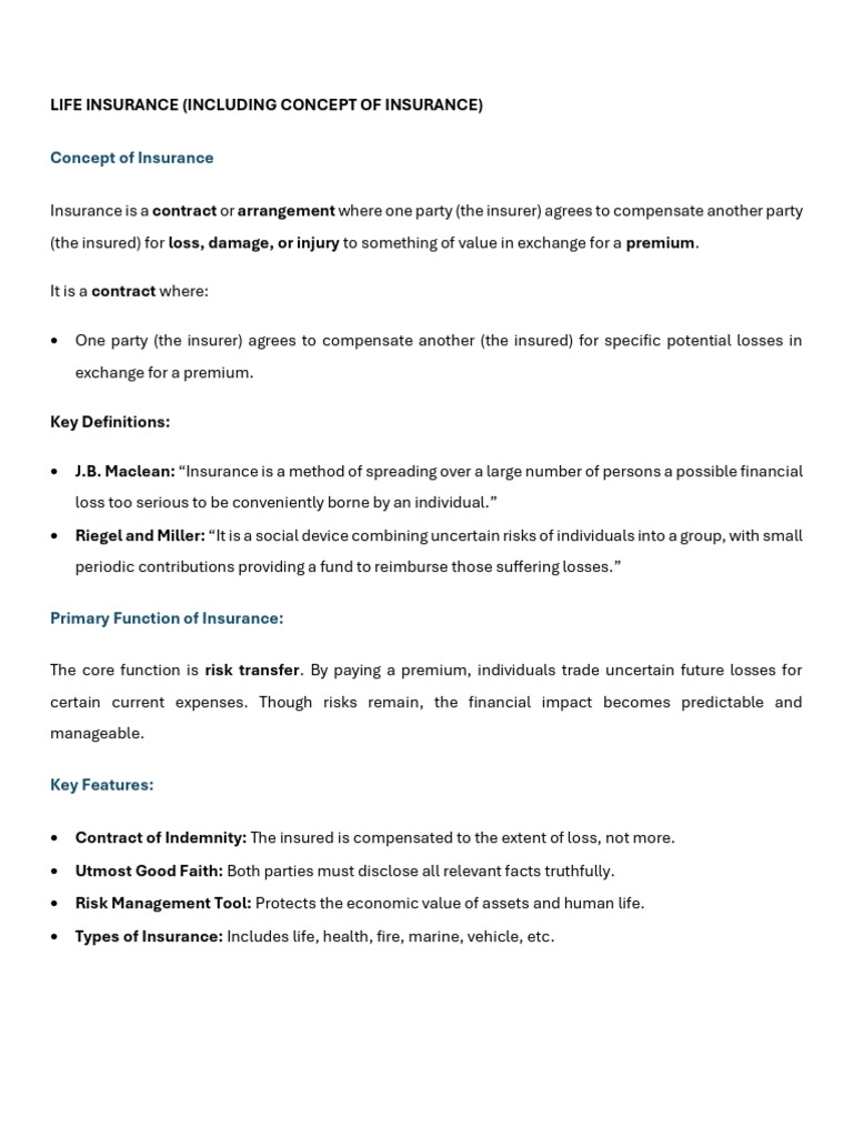 Life Insurance: Key Concepts and Benefits | PDF | Insurance | Life ...
