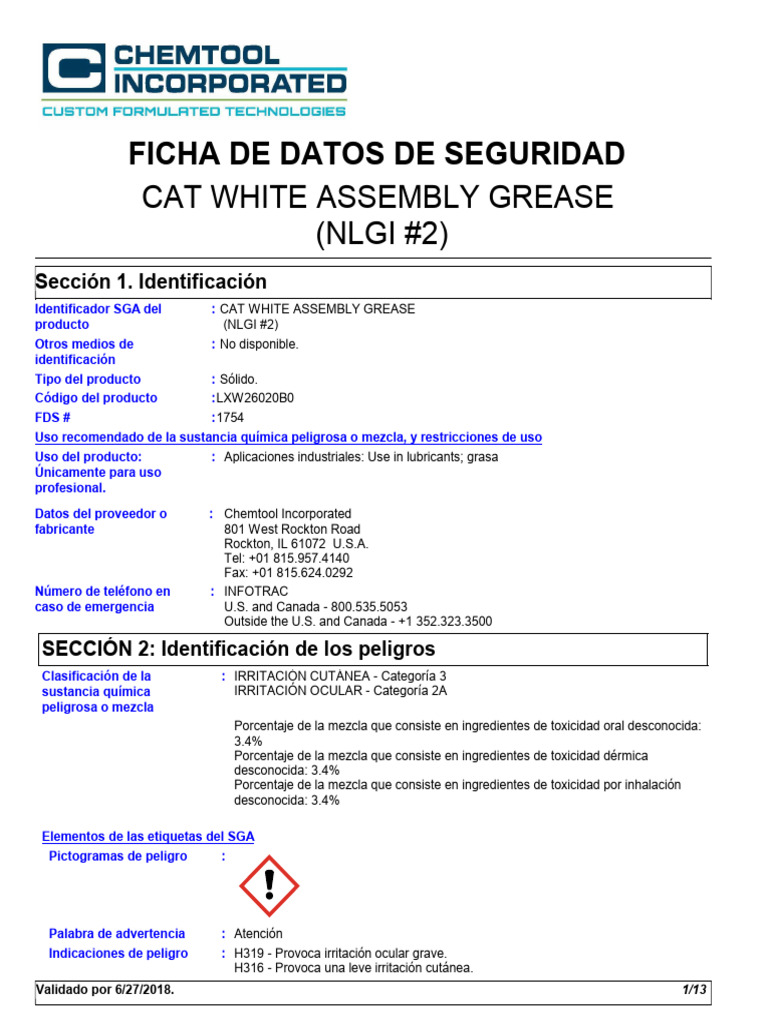 White Assembly Grease - Cat | PDF | Residuos | Reciclaje