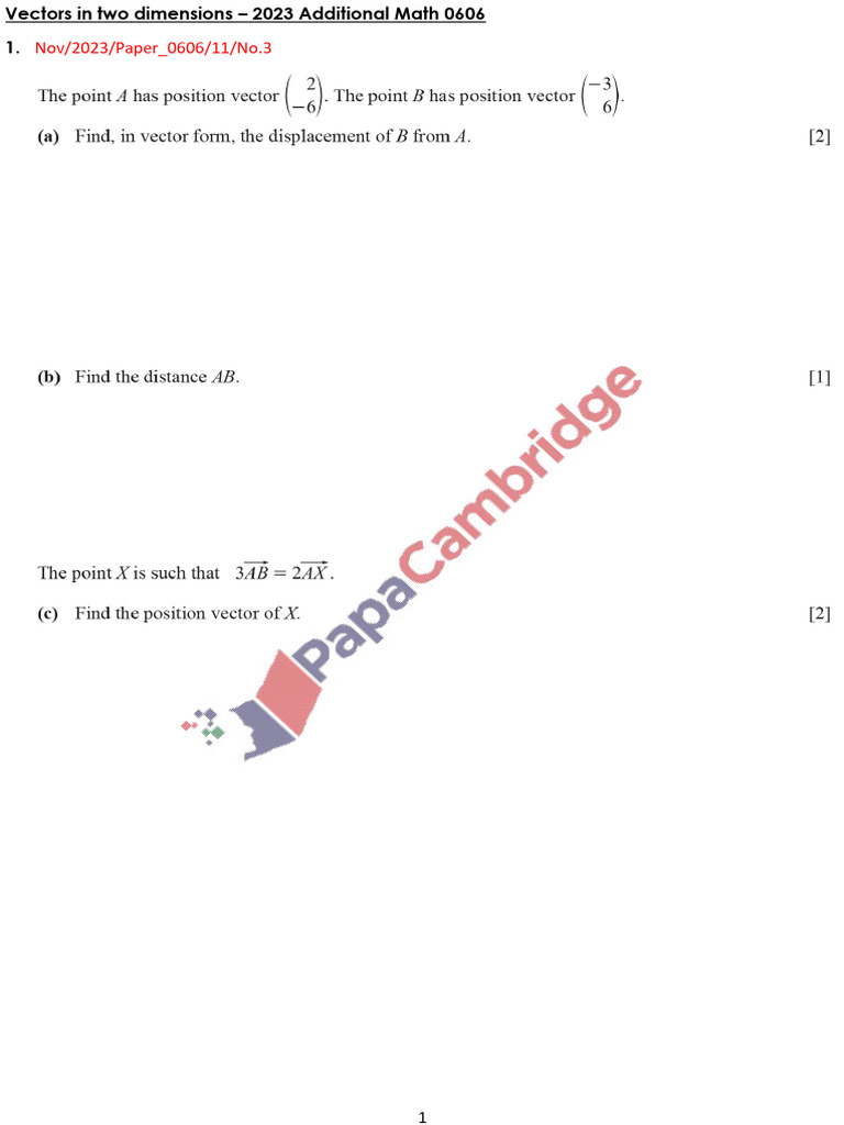 2023-Vectors-in-two-dimensions-Add-Math-0606 | PDF