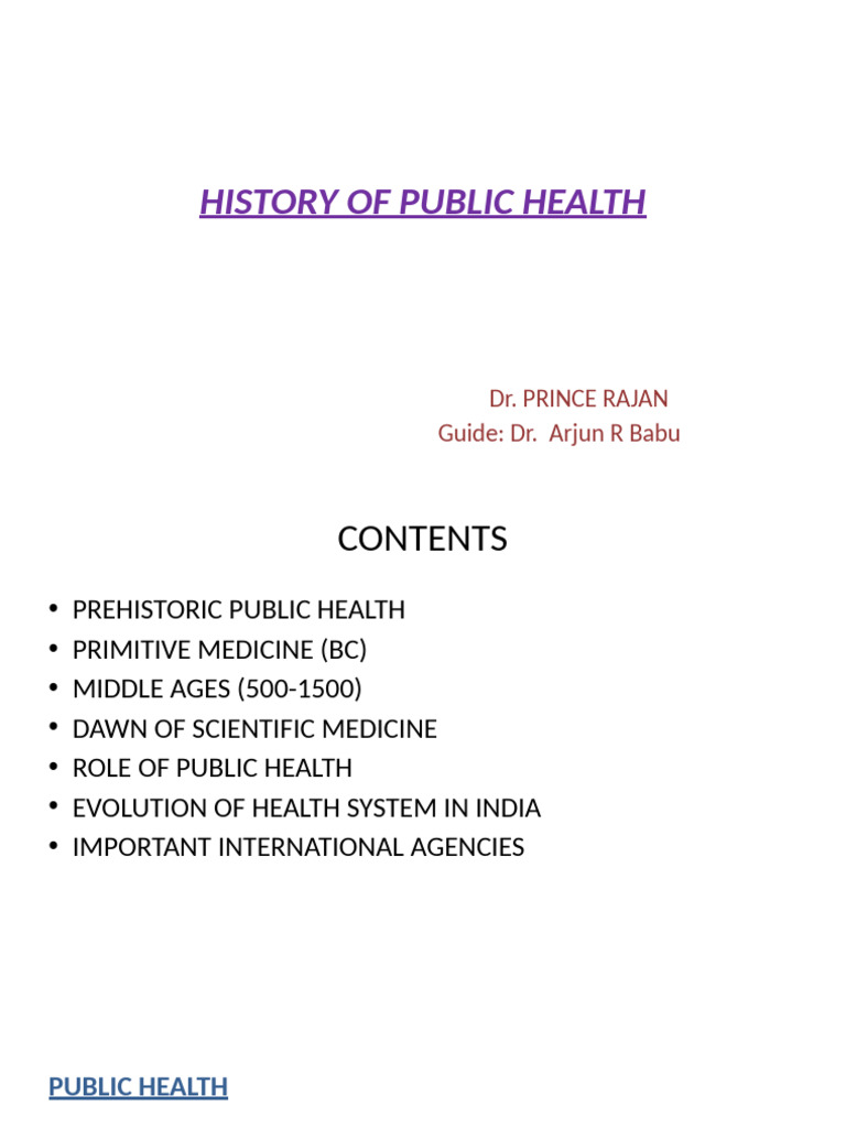 Evolution of Public Health in India | PDF | Public Health | Medicine