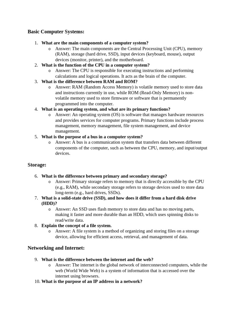 Basic Computer Systems Review Questions (2) | PDF | Computer Data ...