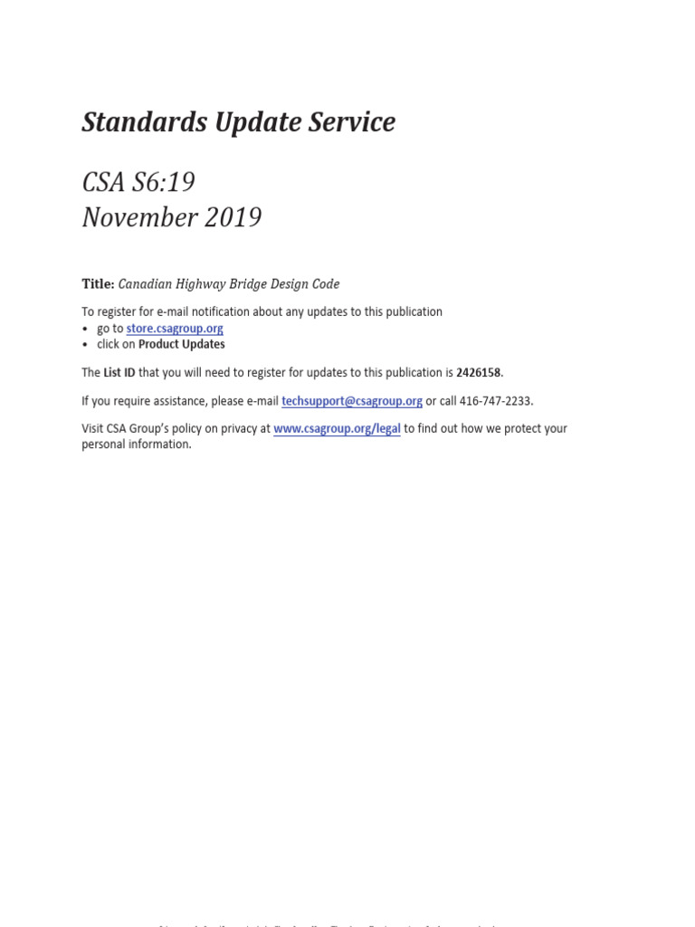 CSA - S6-19 - Canadian Highway Bridge Design Code (Nov. 2019) - GRF ...