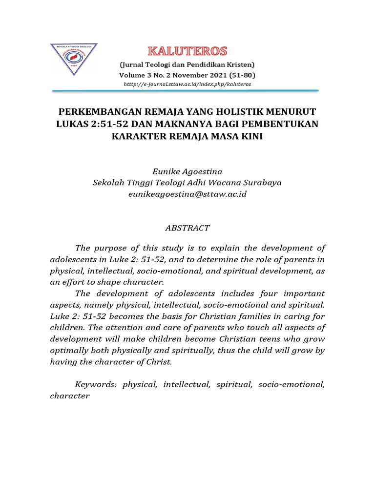 3 +Perekembangan+Remaja+yang+Holistik ,+eunike | PDF