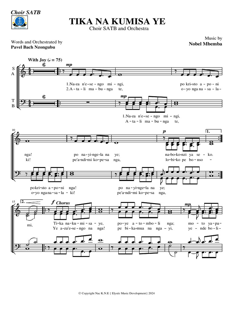 Tika Na Kumisa Ye New Compose Nobel | PDF