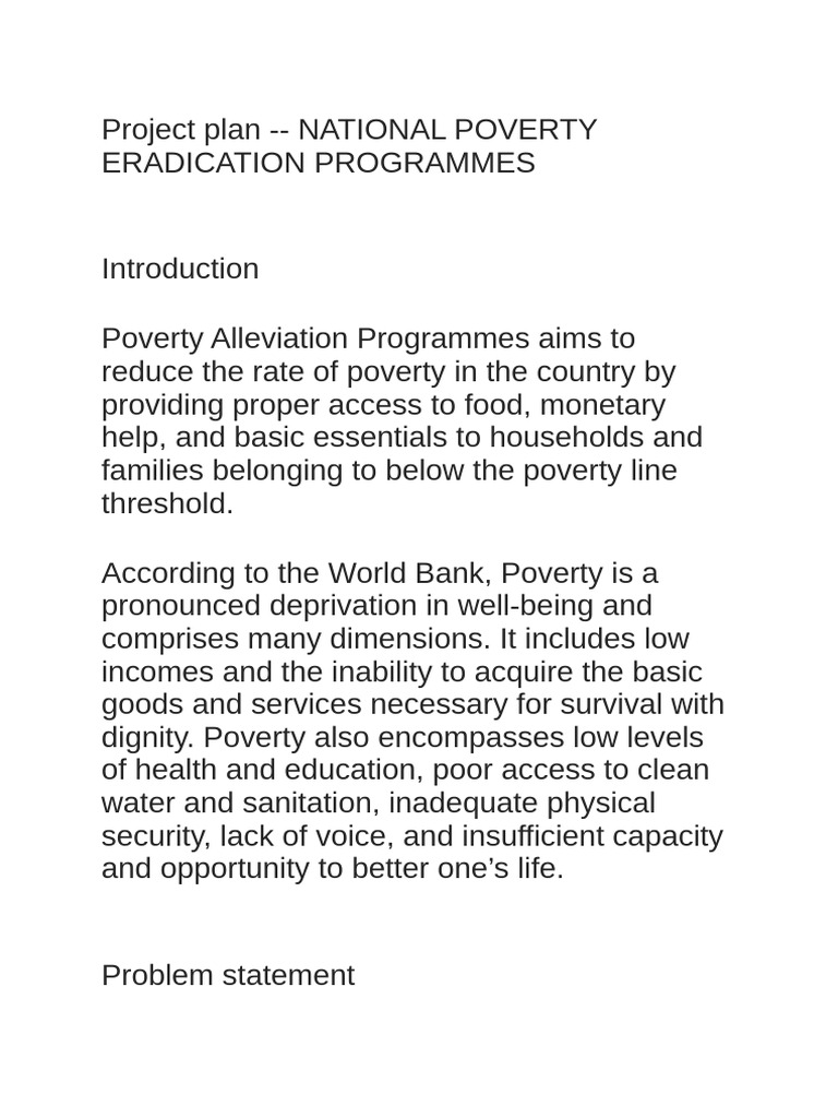 National Poverty Eradication Program Plan | PDF | Poverty | Poverty ...