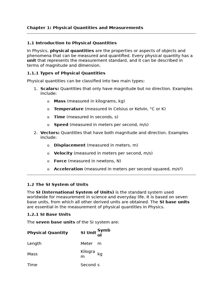 Physical Quantities and Measurements IGCSE | PDF | Observational Error | International System Of ...