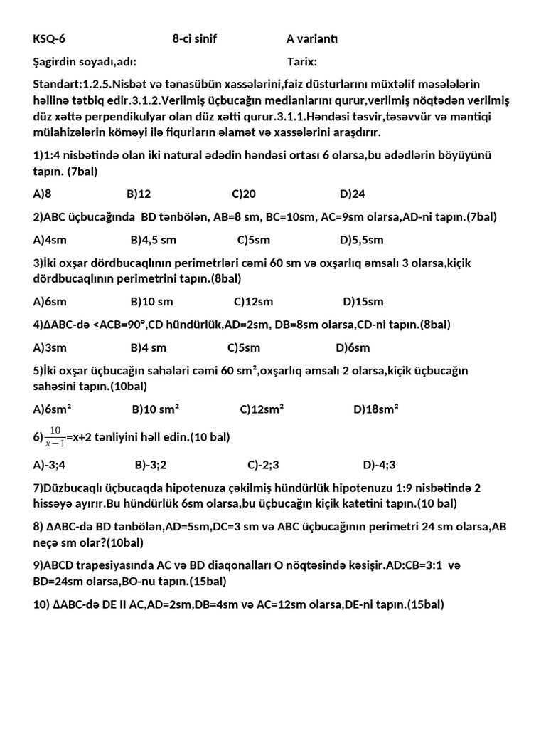 KSQ-6 (8ci Sinif) | PDF