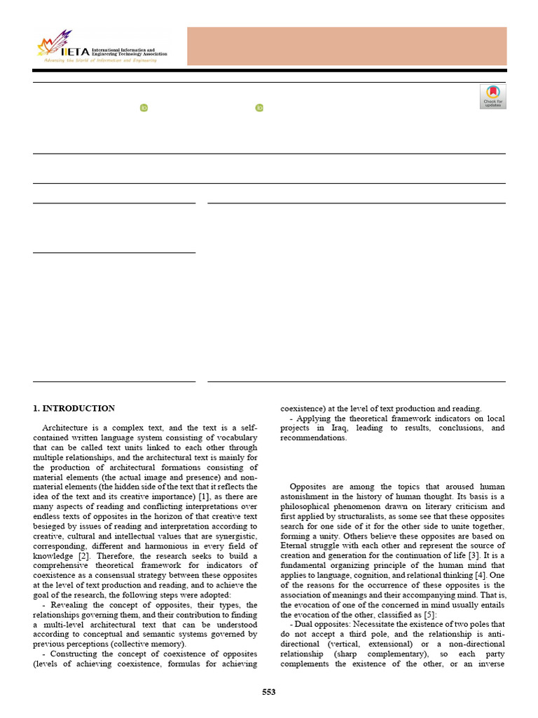 The Coexistence of Opposites in Contemporary Architecture | PDF | Dialectic