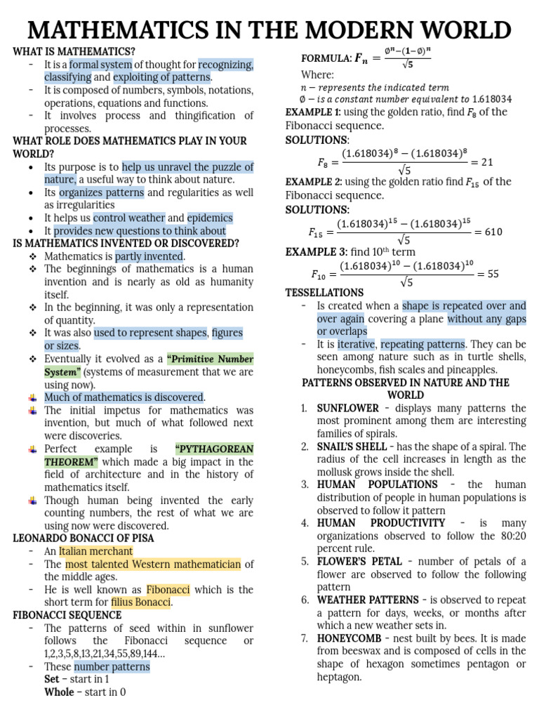 Week 2 - Mathematics in The Modern World 111 | PDF | Subtraction | Mathematics