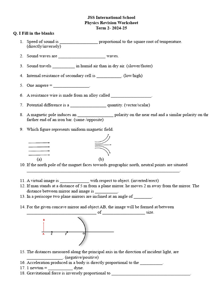 GRD 9 Physics Revision Worksheet-Term 2 | PDF | Mirror | Waves